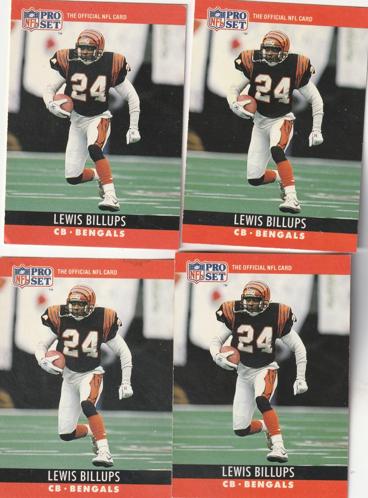 FREE SHIPPING-MINT -1990 Pro Set #60 Lewis Billups Bengals -4 CARDS | eBay