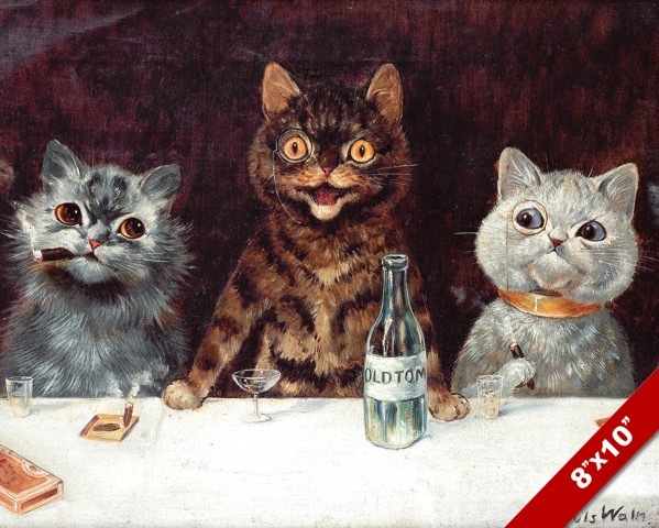 TOMCAT BACHELOR PARTY CATS DRINKING LOUIS WAIN PAINTING TOM CAT ART ...