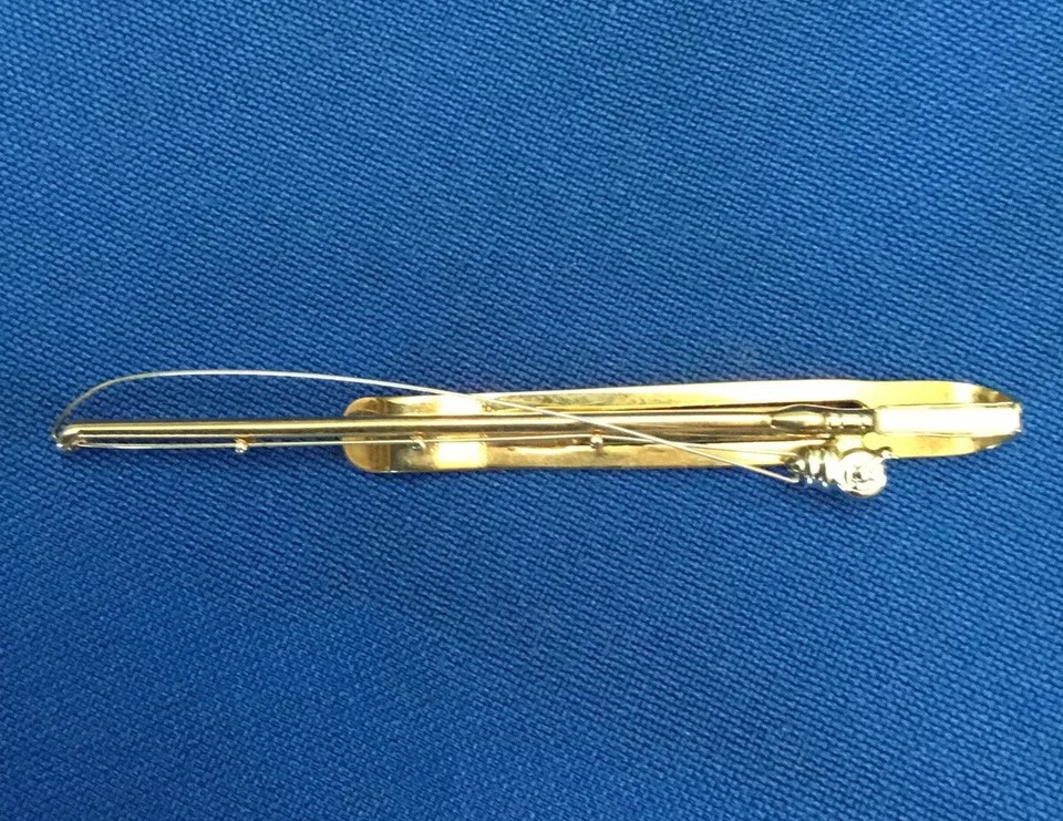 Swank 50’s Tie Bar Gold Tone Fishing Pole Fly Rod Complete Line MOP ...