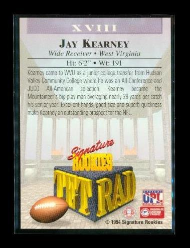 Vintage 1994 SIGNATURE RC AUTOGRAPH Football Card XVIII JAY KEARNEY ...