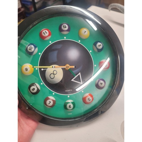 Vintage Teltime Billiard Ball Wall Clock Pool Table Decor Man Cave ...