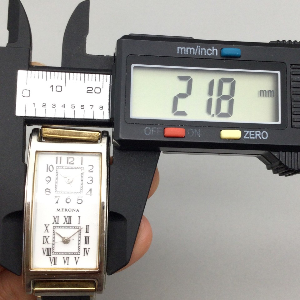 Merona Dual Time Tank Watch Mens 44mm Silver Gold Black Stretch Band ...