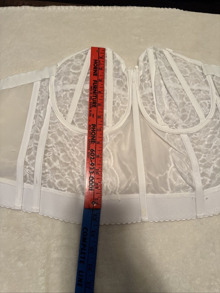 VTG Goddess 689 Lace Bridal Bustier Longline Retro Bra Corset White 42D ...