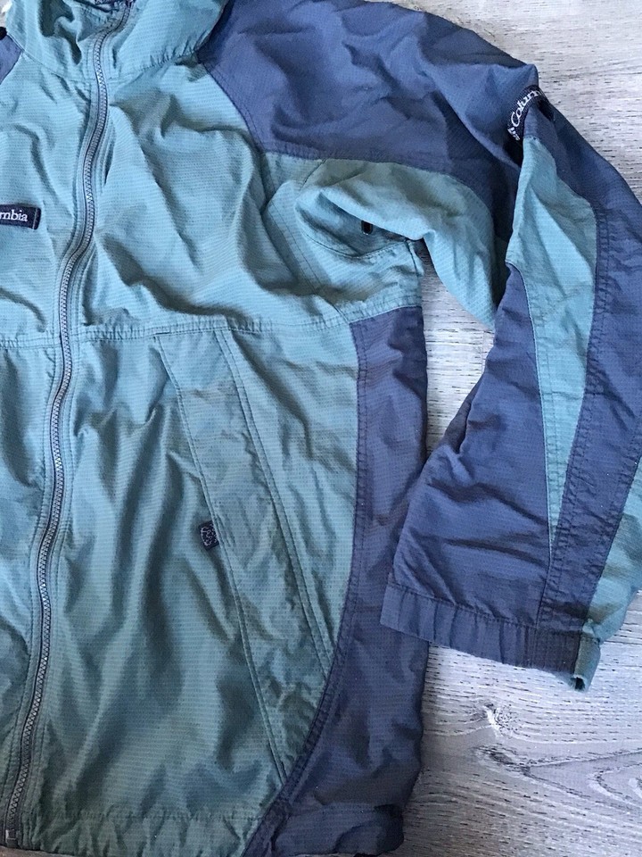 Vintage Columbia Jacket Mens L Large Gray Green Windbreaker Packable ...