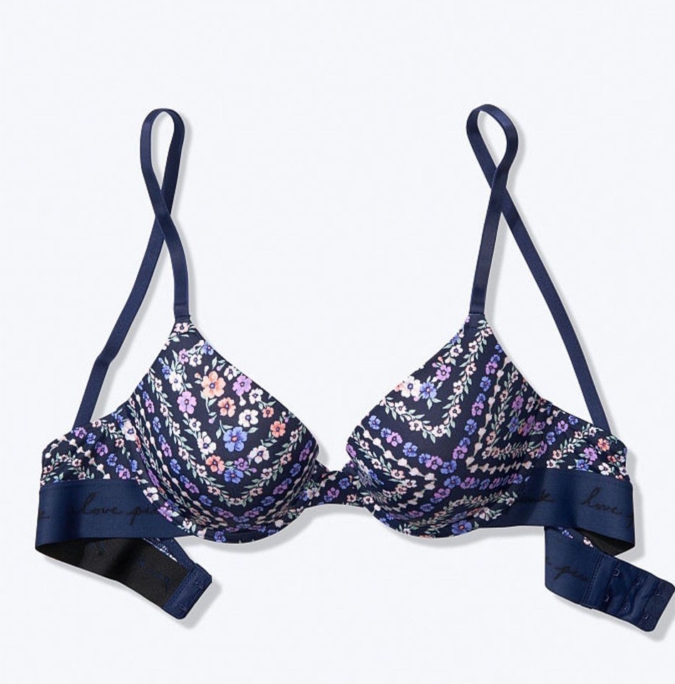 VICTORIAS SECRET PINK, PLUNGE, PUSH-UP BRA size 32A. Padding Adds 1 Cup ...