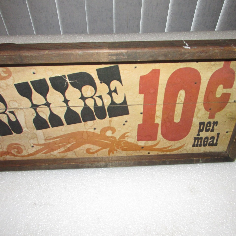 Bar Sign Cook for Hire SIGN vintage 10 cents per meal Vintage, Man cave ...
