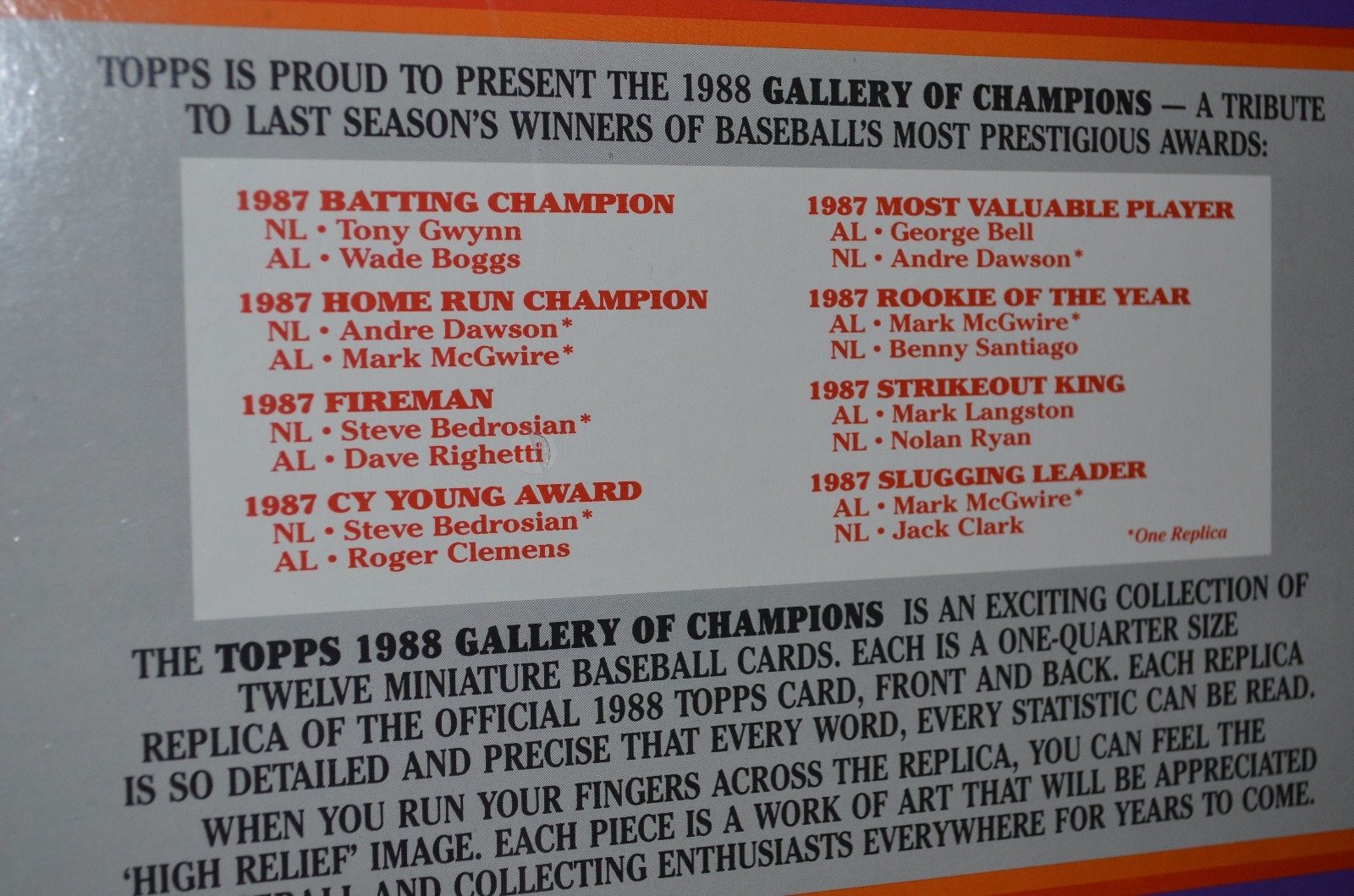 Topps Gallery of Champions 1988 Baseball Cards - Sealed (Aluminum ...