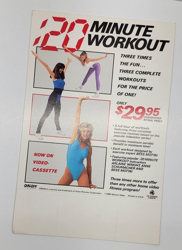 VINTAGE 1986 20 MINUTE WORKOUT VIDEO STORE DISPLAY VESTRON VIDEO BESS ...
