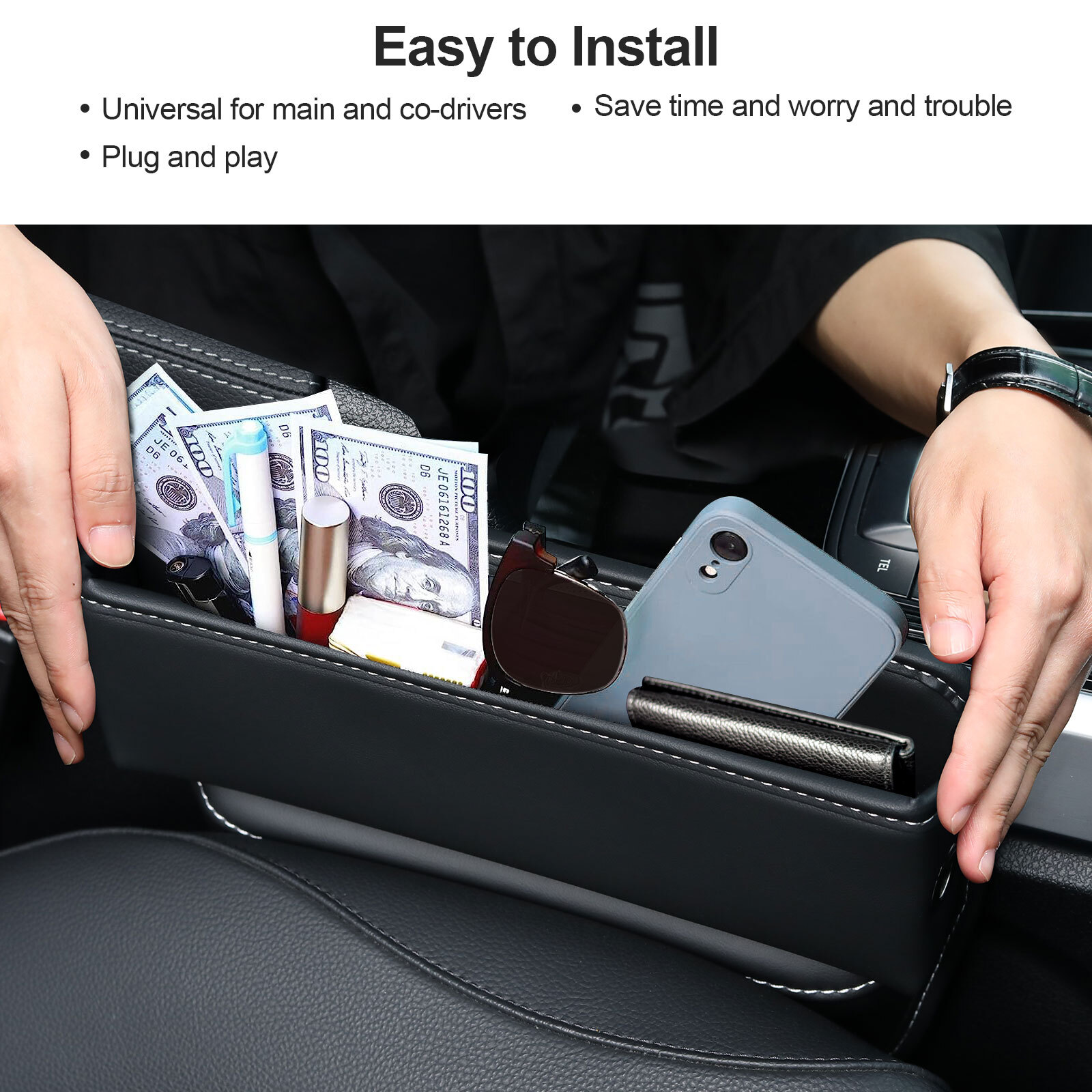 Car Seat Side Pocket Organizer Crevice Gap Filler Storage Box Car ...