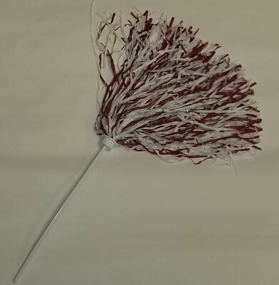 Crimson and White Pom Poms on a 12 inch Stick | eBay