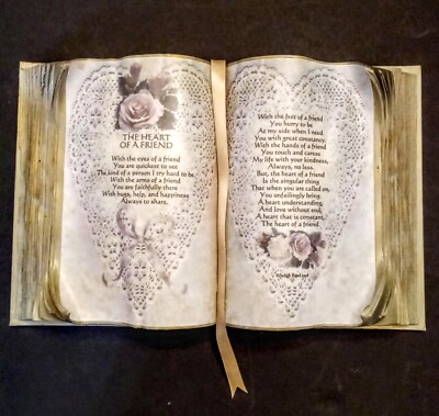 Judith Bond Books of Love - Heart of a Friend Poem VTG 1998 Lace Rose ...