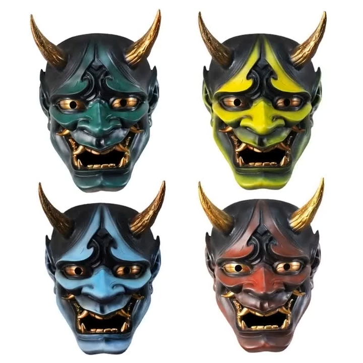 Party Mask Japanese Hannya Demon Oni Samurai Noh Kabuki Prajna Resin ...