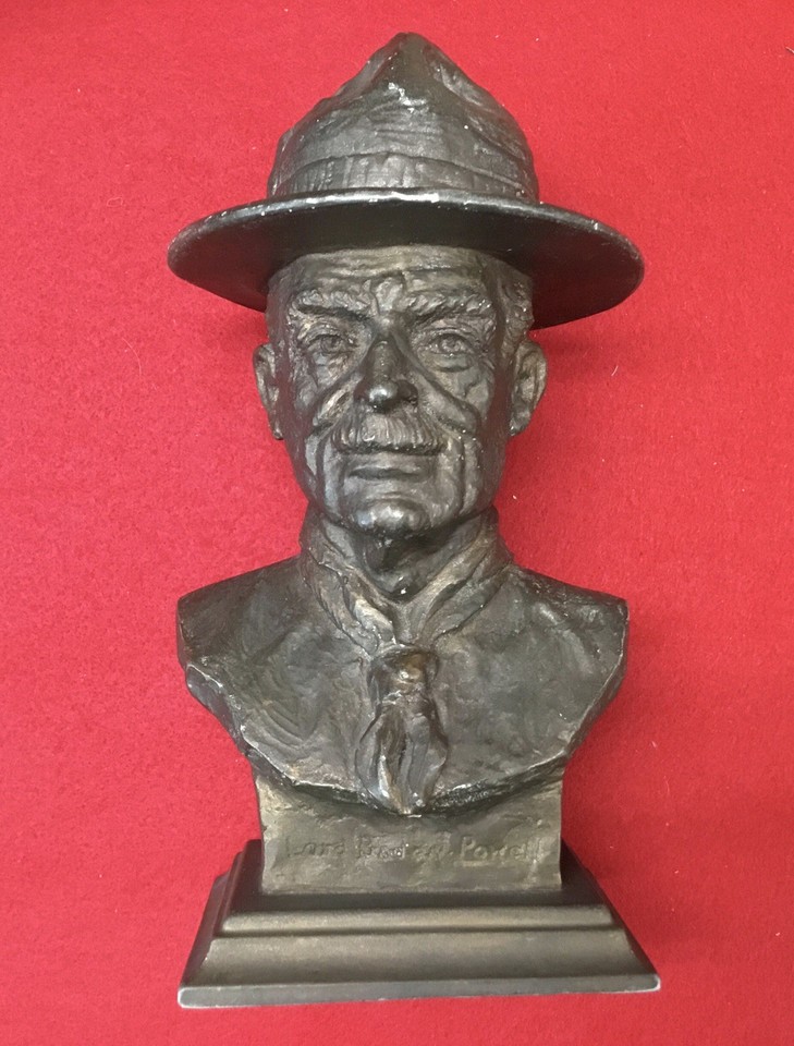 Lord Baden Powell cast hollow metal statue 3 lbs 9 in tall 4 in base | eBay