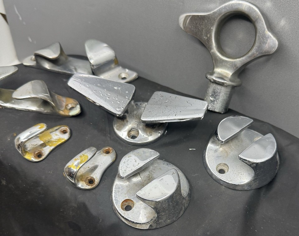 8 Vtg Boat Deck Hardware: Skene Bow Chocks, Lift Ring, Anchor Cleats ...