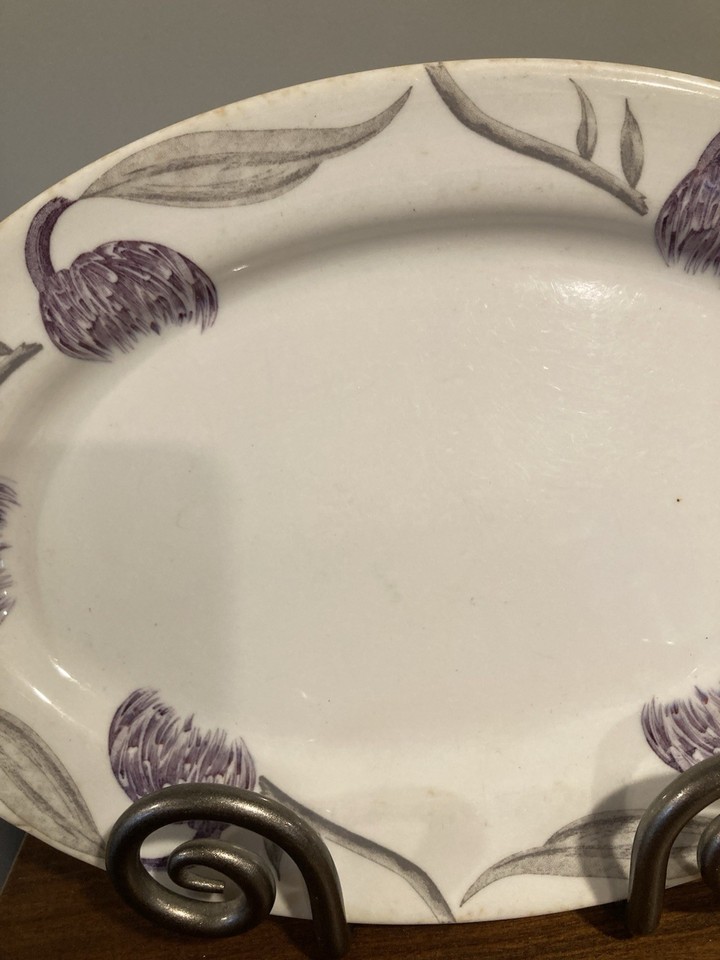 Iroquois China Restaurant Ware Oval Platter Purple Thistle Grey Leaf ...