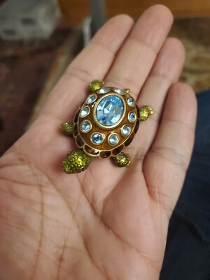 JAY STRONGWATER light cyan March BIRTHSTONE ENAMEL TURTLE TRINKET BOX ...