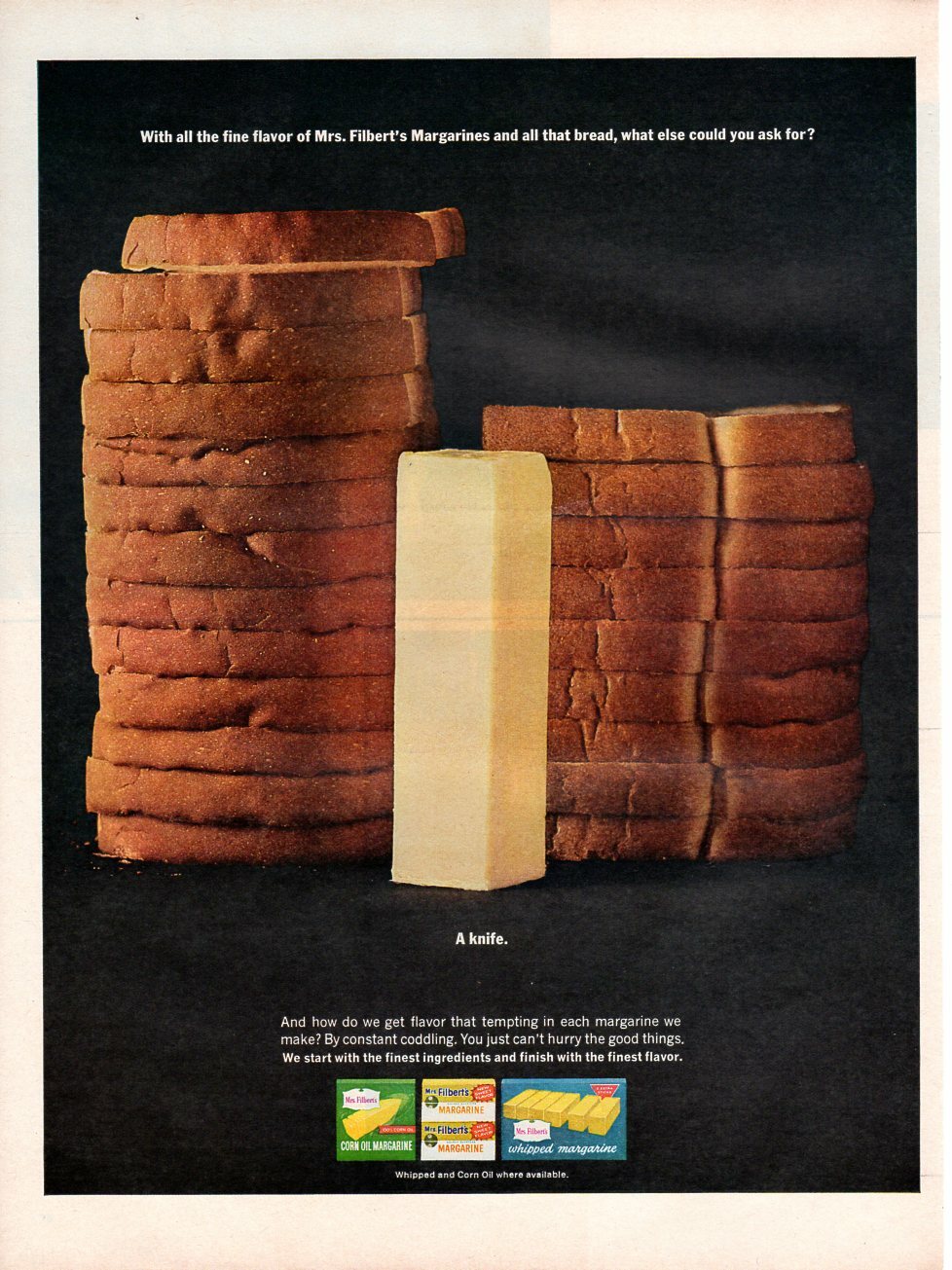 Vintage advertising print FOOD Mrs. Filbert's Corn Oil Margarine Bread ...