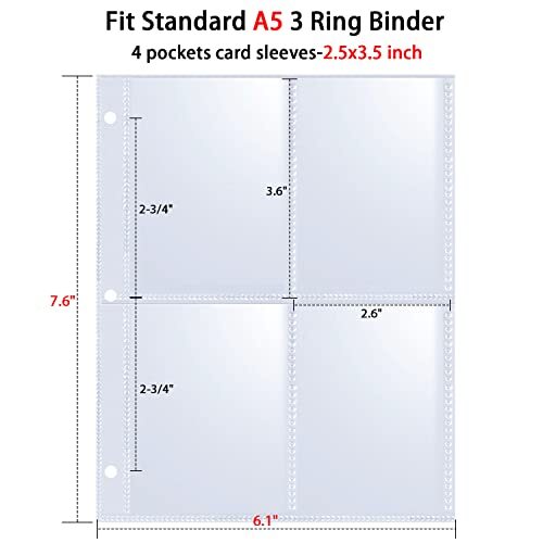4 Pocket Trading Card Sleeves Binder Album Pages Card Collector, 50 ...