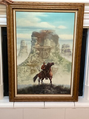 Wood Framed Western Painting, by G. Bogard, Impressionist style 24"x36 ...