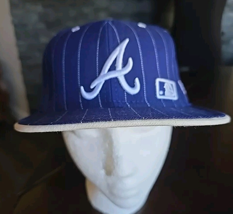 New Era 59Fifty Men's MLB Atlanta Braves Blue pin stripe Fitted Cap sz ...