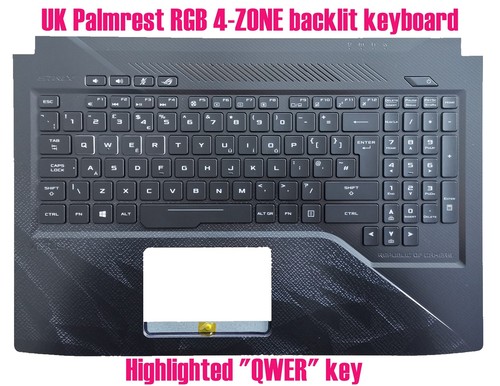 UK Palmrest 4-ZONE RGB backlit keyboard for Asus ROG Strix Hero Edition ...