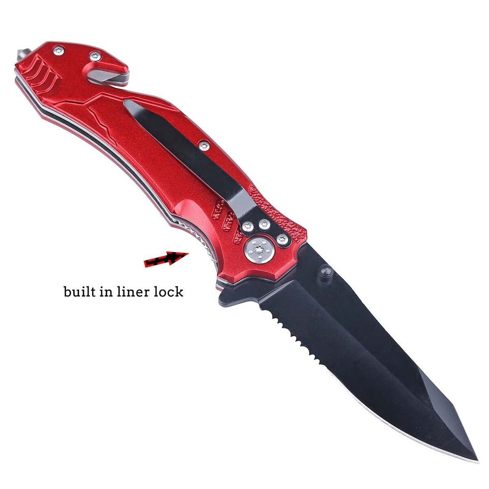 Multi Function Pocket Folding Knife Red Firefighter Glass Breaker Belt Cutter | eBay