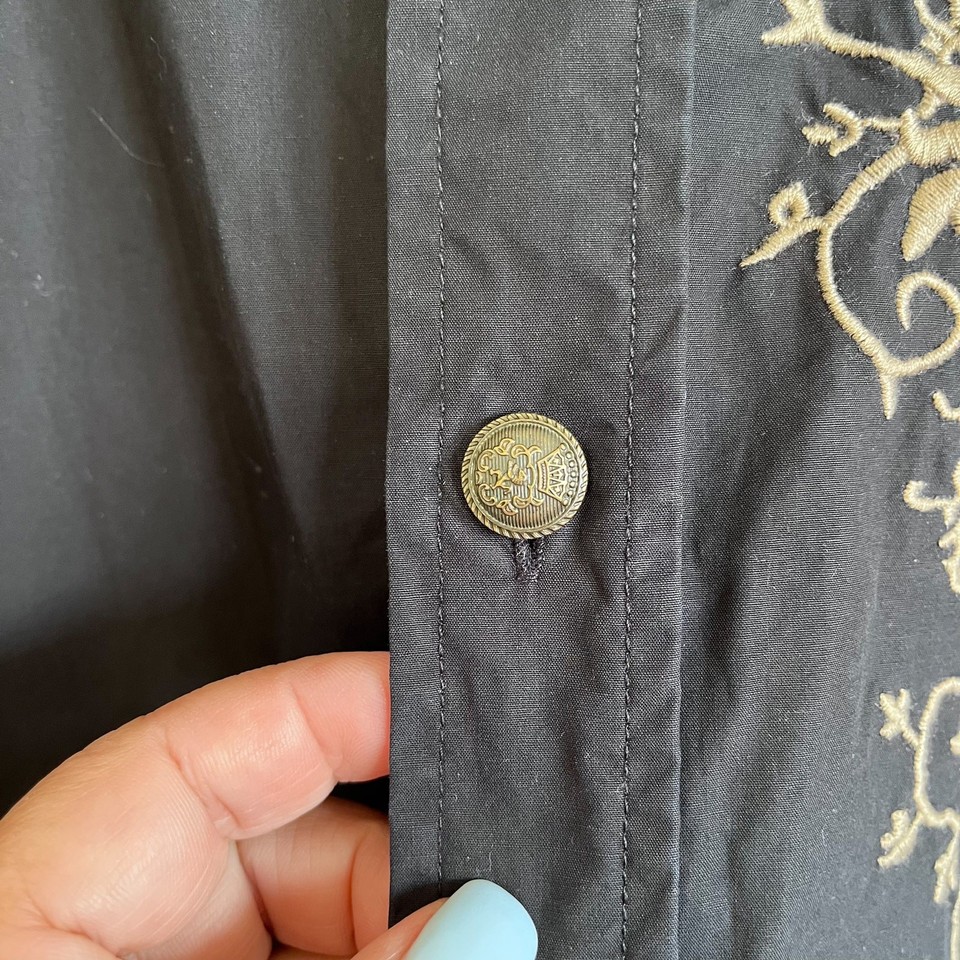 Lanzzino Dragon Mens Shirt Size XL Black Punk Goth Grunge Vamp Asian ...