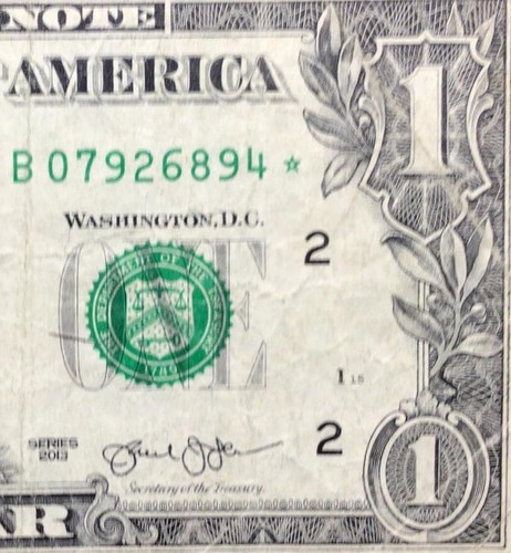 Duplicate 2013 STAR Note (B) Series Serial Number B07926894 New York $1 ...