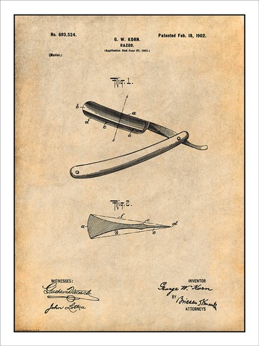 1902 Straight Razor Patent Print Art Drawing Poster | eBay