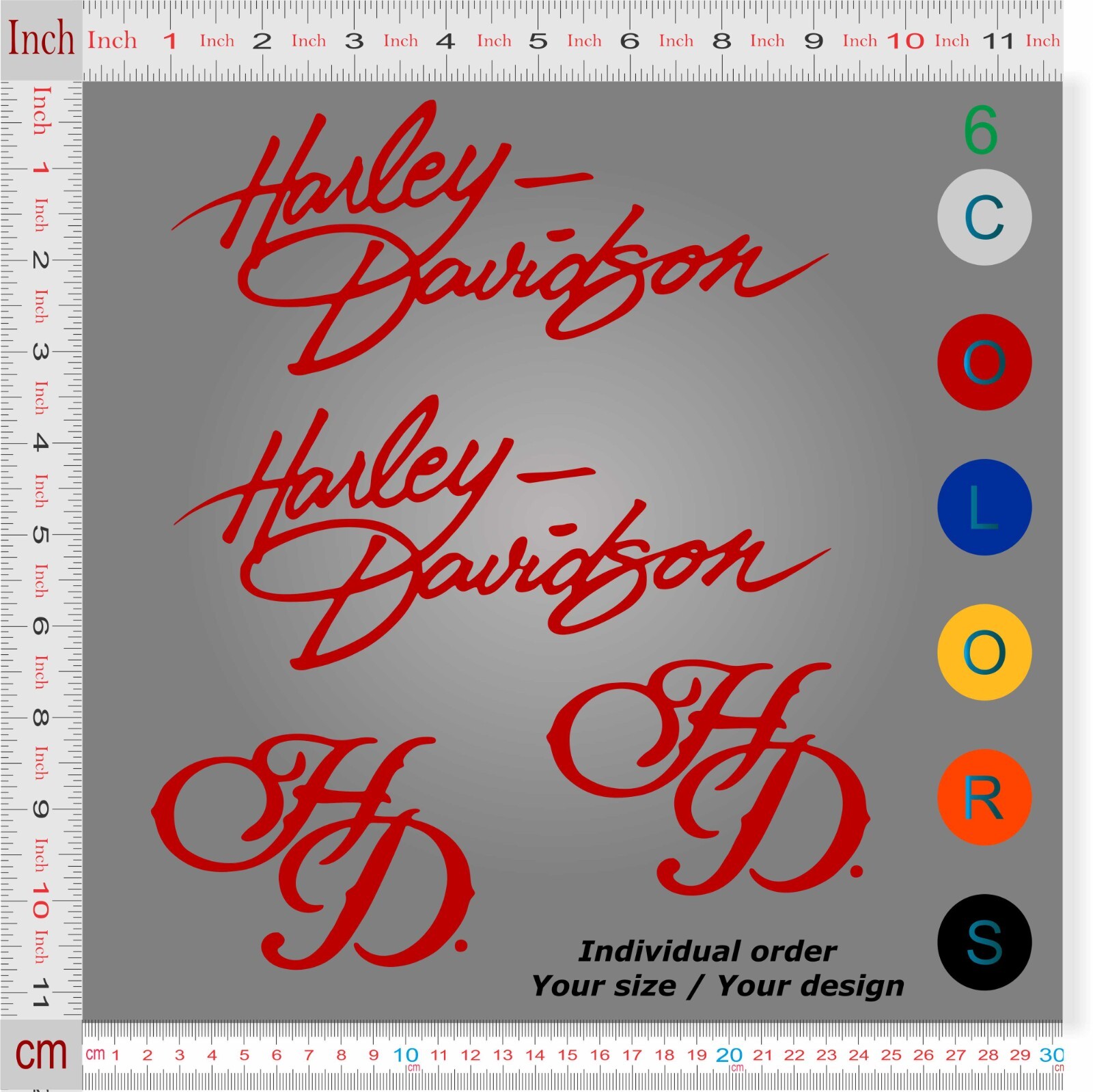 Cursive Harley Davidson Fuel Gas Tank Stickers Decals Emblems (SET-4 ...
