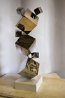 Abstruse Modern Stainless Steel Floating Cube Shapes Statue 9" x 11" x ...