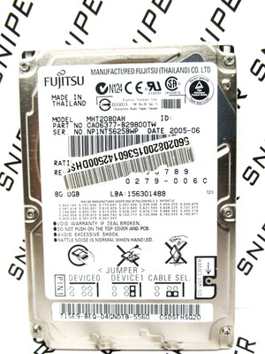 Fujitsu 80GB MHT2080AH CA06377-B29800TW IDE Laptop Hard Drive - WIPED ...