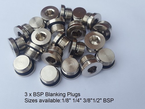 3 X BSP O - RING BRASS BLANKING PLUGS SIZES AVAILABLE:1/8" 1/4" 3/8" 1/ ...