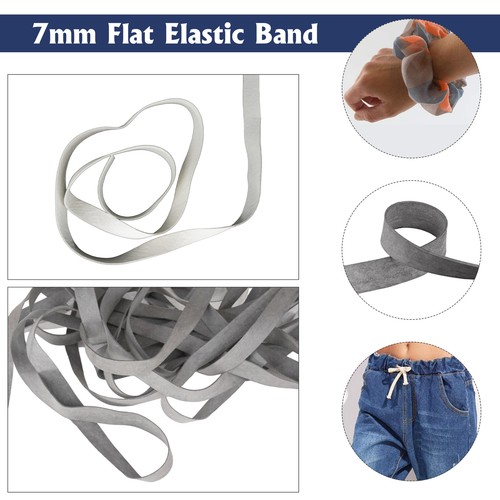 7mm Flat Elastic Cord Soft Stretchable Grey Cream for Clothing Skirt ...
