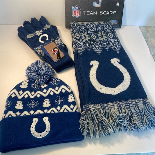 NFL colts winter scarf hat and gloves By forever collectible | eBay