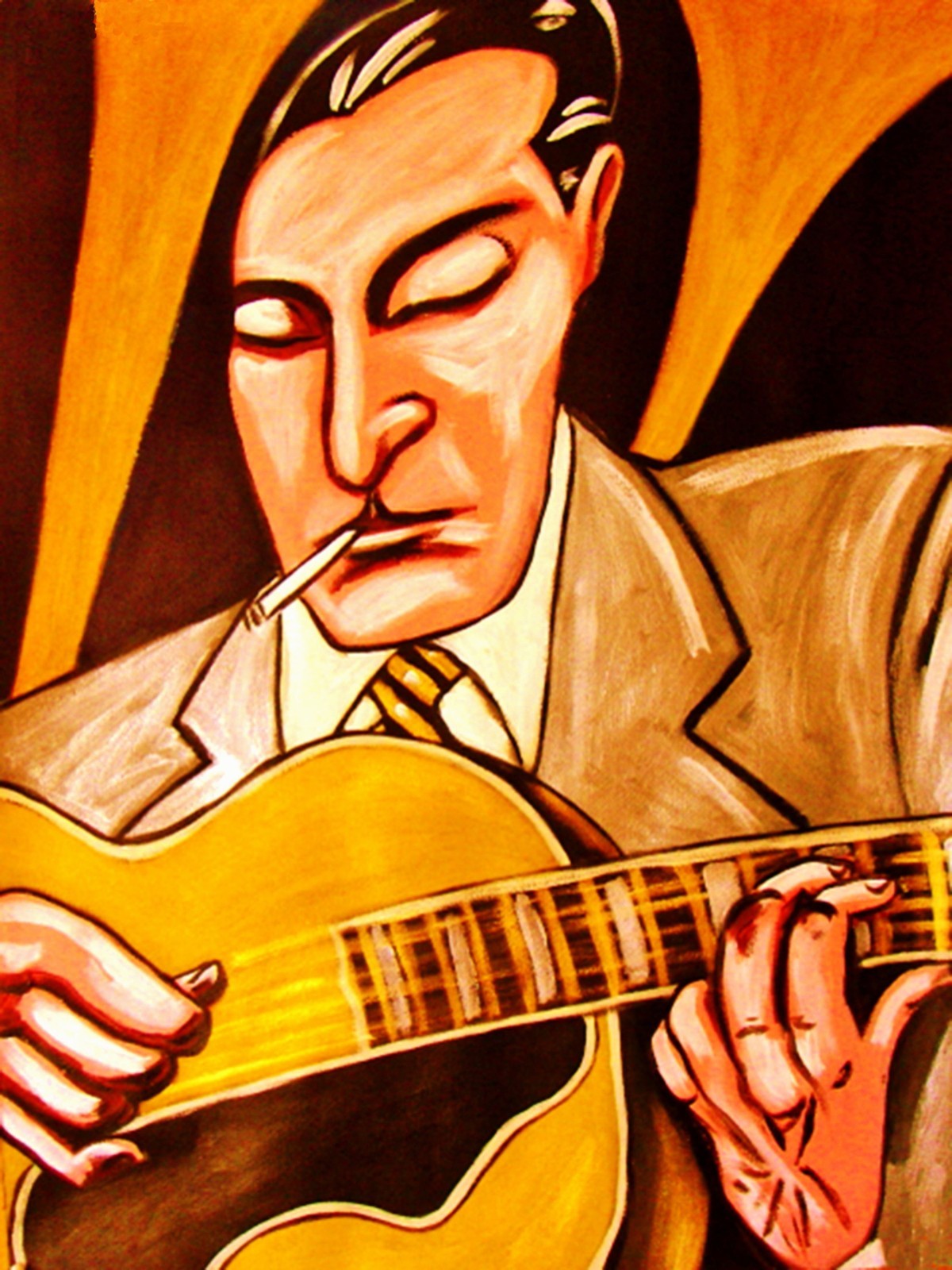 DJANGO REINHARDT PRINT poster jazz archtop guitar anthology cd hot club ...