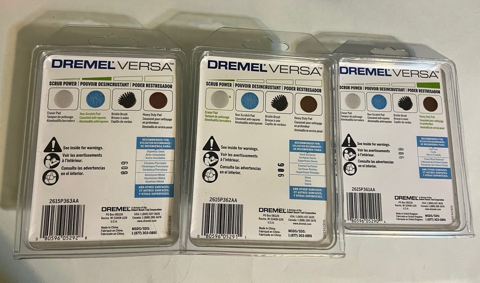 Dremel Versa NEW 3 Pack Eraser Non-Scratch and Heavy Duty Pad Lot | eBay