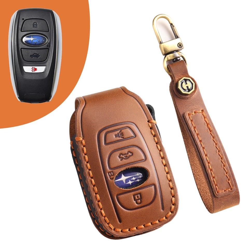 Leather For Subaru Forester Outback Impreza Fob Key Case Cover Holder ...