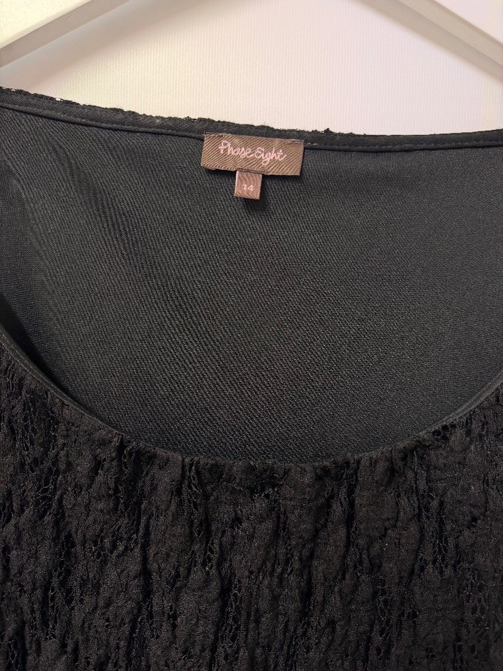 PHASE EIGHT Ladies 2 x Floral Lace Top Black & Cream Size: UK 14 CG L34 ...