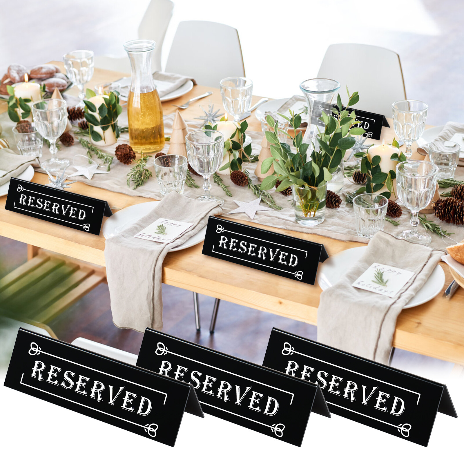 6Pcs Reserved Table Signs Acrylic Guest Reserved Seating Signs Double ...