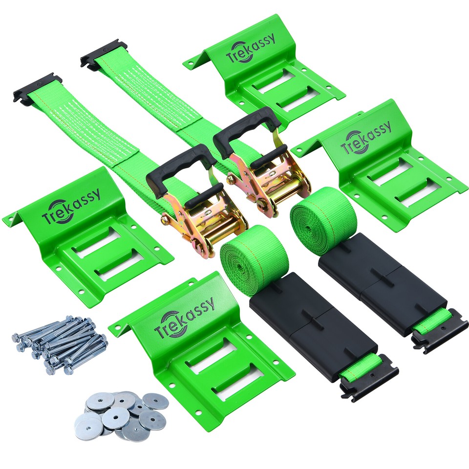 Etrack ATV UTV Wheel Chock Trailer Tire Strap Kit Tie Down Straps ...