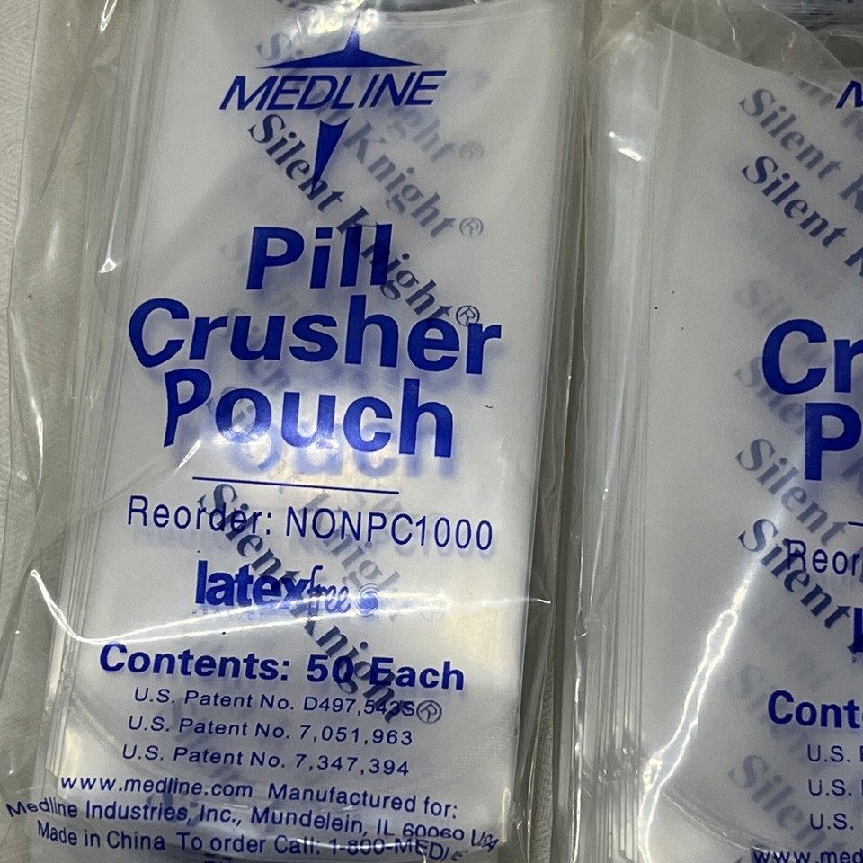 Medline Silent Knight Pill Crusher Pouches *200* 4 packs of 50 each ...