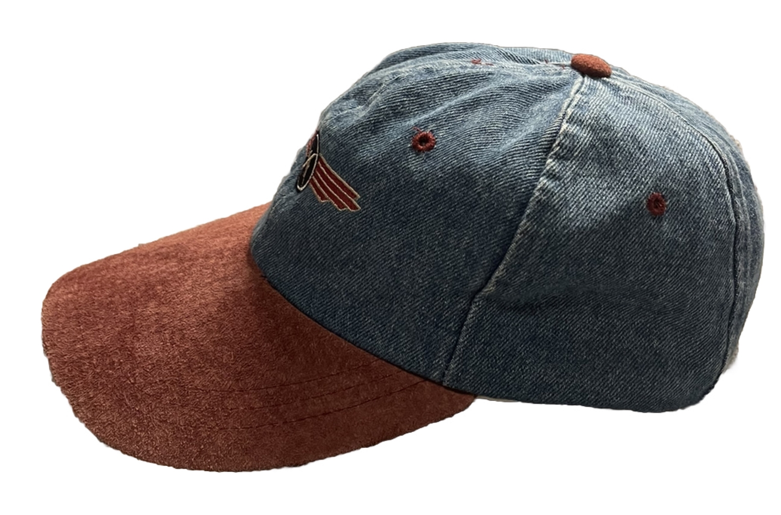 RARE OFFICIAL Boeing Hat Embroidered Logo Denim Suede… - Gem
