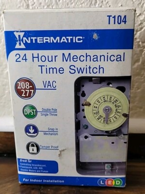 Intermatic T104 208-277-Volt SPST 24 Hour Mechanical Time Switch New | eBay