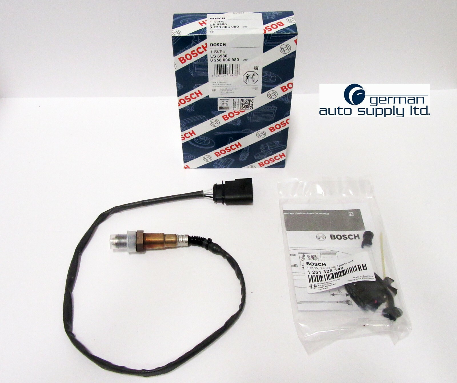 Audi - Volkswagen Oxygen Sensor - BOSCH - 0258006980, 16980 - NEW OEM ...