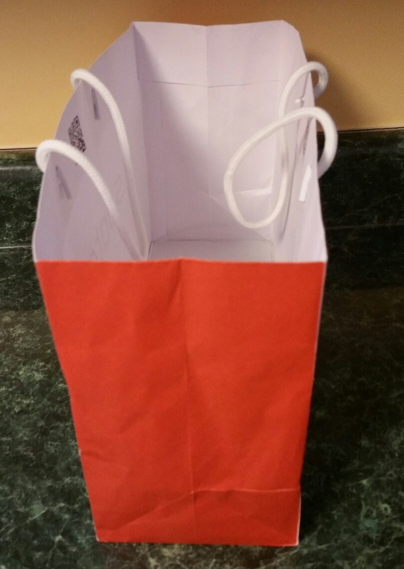 Swatch paper gift bag Approximately 13" x 8" x 5" - White and Orange | eBay