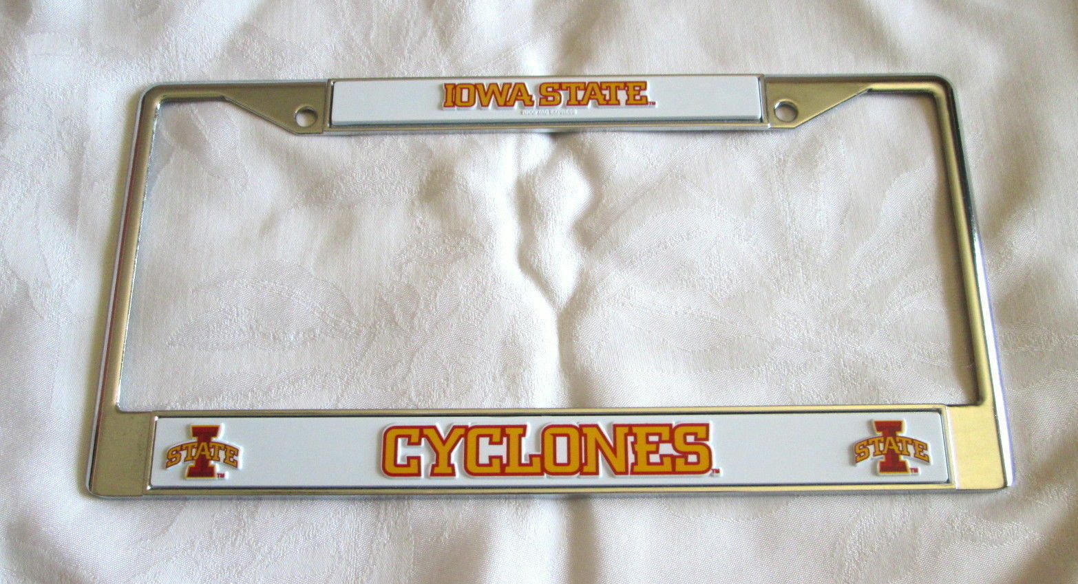 IOWA STATE CYCLONES EMBOSSED CHROME LICENSE PLATE FRAME #03 - NEW | eBay
