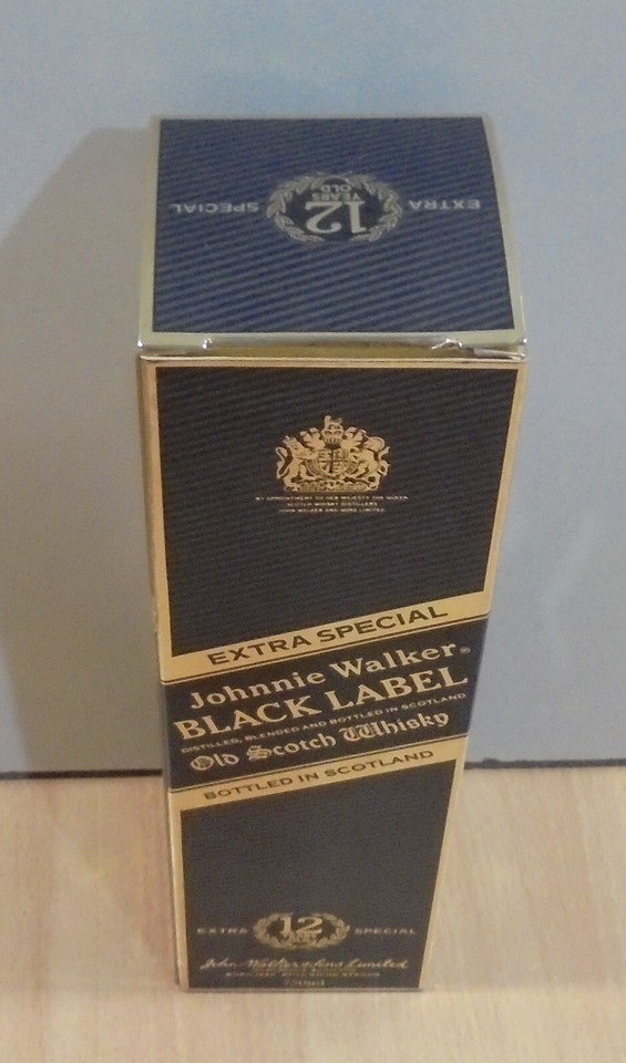 JOHNNIE WALKER BLACK LABEL SCOTCH WHISKY VTG HARD PAPER 750ML BOTTLE ...