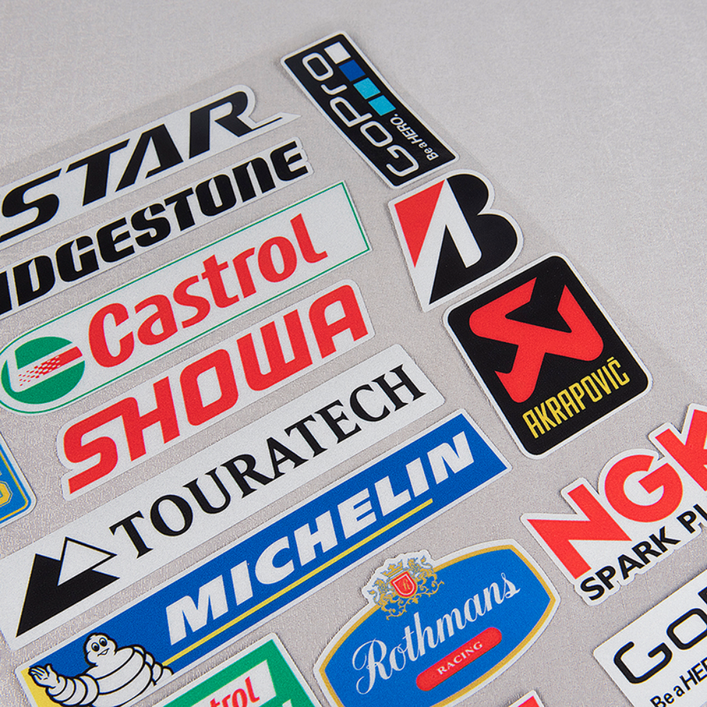 MOTO SPONSOR Racing Motorcycle Stikers Set Laminated Decals Helmet ...