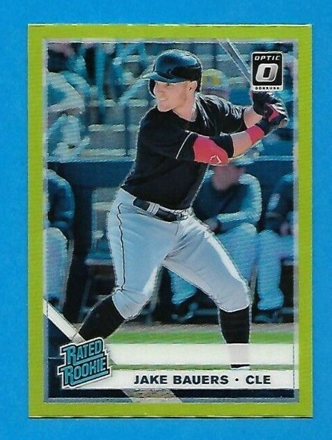 2019 Donruss Optic JAKE BAUERS Rated Rookie Lime Green Prizm card ...
